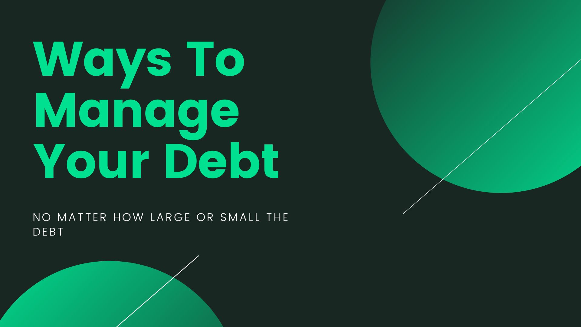 Ways To Manage Your Debt